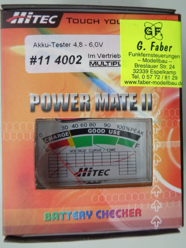 Akku-Tester 4,8 - 6,0 V, Power Mate II - Faber Modellbau